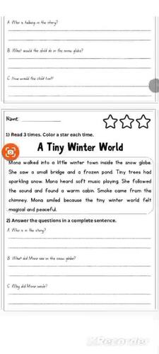 Snow Globe Short Reading Passages with Comprehension Questions | 1st ...