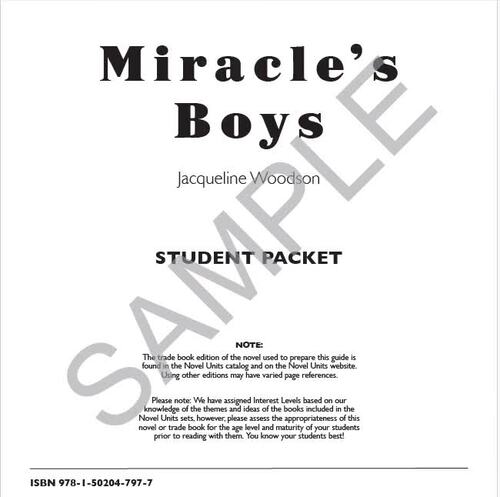 Miracle's Boys Novel Units® Student Packet Novel Study | TPT