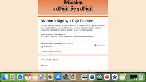 Division 3-Digit by 1-Digit Google Forms (Self-Grading) | TPT