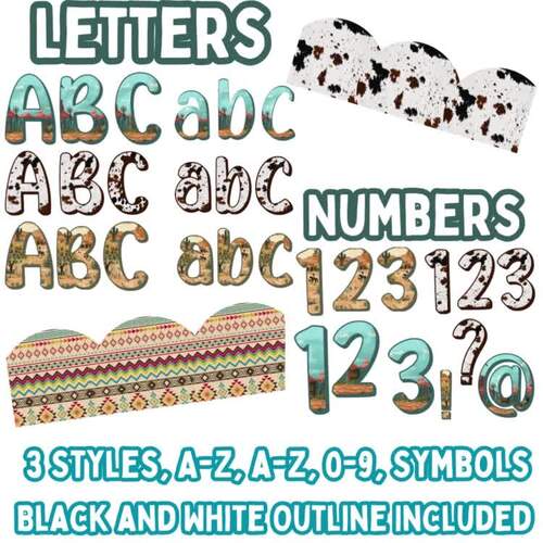 Western Bulletin Board Letters and Border Bundle for the Western Themed ...