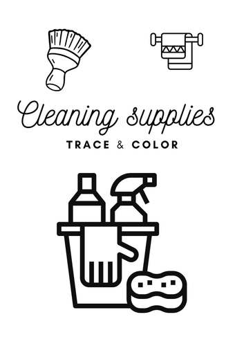 Cleaning Supplies 2 (Trace & Color) by Mazic Worksheet | TPT