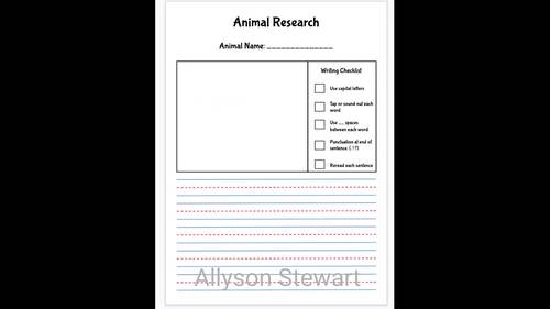 Zoo Animal Research Writing Paper by Allyson Stewart | TPT