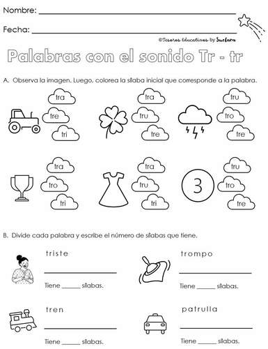 División de sílabas │Grupo consonático tr - Sílabas trabadas | TPT