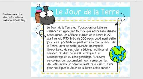 French Earth Day Digital Activities | Le Jour de la Terre | TPT