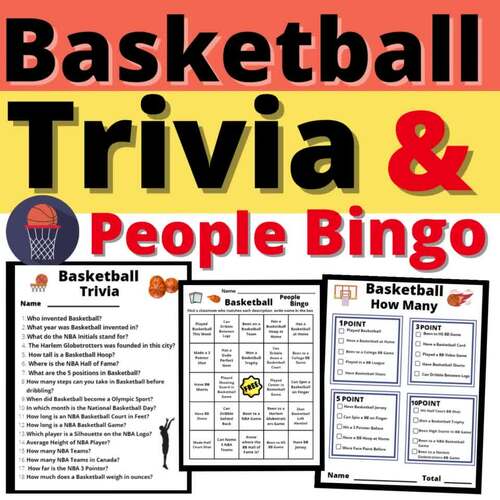 Basketball Activities Trivia People Bingo Class Group Resources No Prep