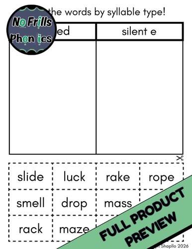 Syllable Types Sort {open/closed/vowel team/r-controlled } 1st 2nd 3rd ...