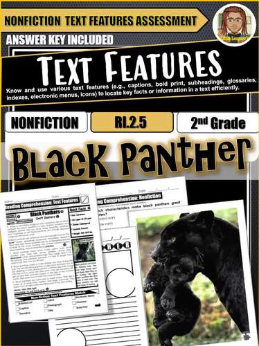 Black Panther Nonfiction | Text Features Assessment | Writing Extension