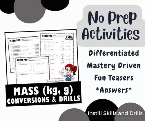 Metric Mass: Conversions, Operations, Word Problems & Teasers Worksheets