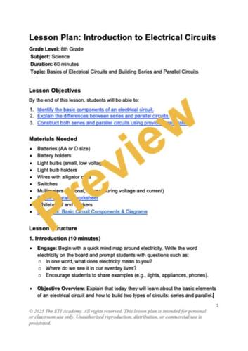 Electrical Circuits Lesson Plan Bundle Including Worksheets and ...