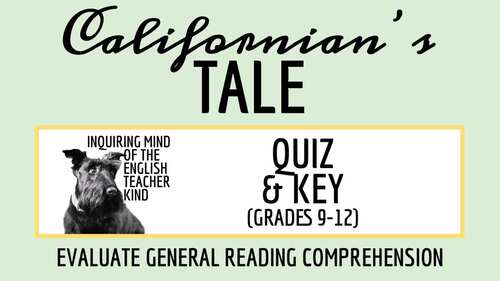 "The Californian's Tale" by Mark Twain Quiz and Answer Key for High School