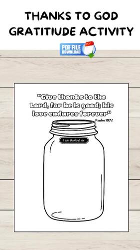 Gratitude Jar 'Give Thanks to God' Sunday School Activity, Bible Craft ...