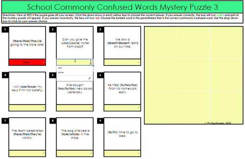 4th Grade Grammar Commonly Confused Words Mystery Puzzle Digital Activity 3