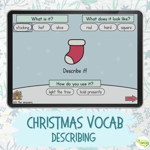 Christmas Vocabulary and Describing Boom Cards™ | Speech Therapy