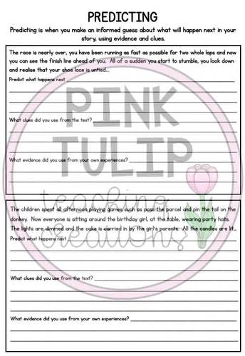 Predicting Worksheets - 12 Reading Passages by Pink Tulip Teaching ...
