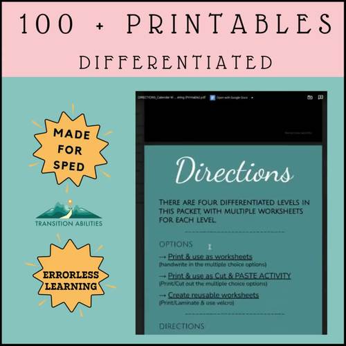 Calendar Skills Warmup | Days of Week, Months of Year | SPED Morning ...