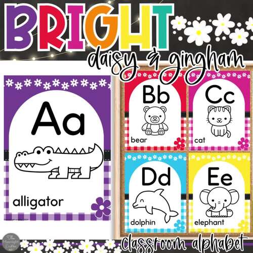 Bright Gingham Alphabet Posters | 4 Font Options | TPT