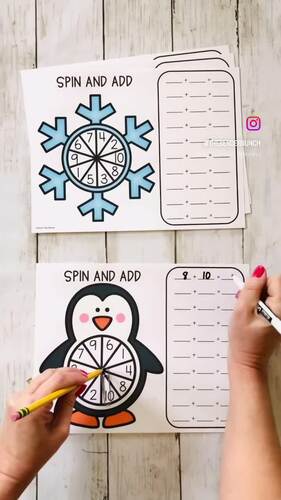 Winter Spinner Addition Facts to 20 - Hands On Addition Practice - Spin ...