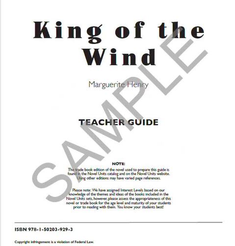 King of the Wind Novel Units® Teacher Guide Novel Study | TPT