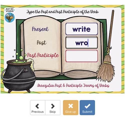 Type the Past and Past Participle of the Verb | Set 1 | Boom Cards