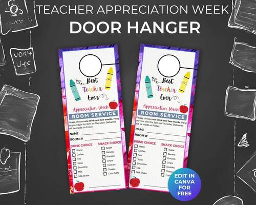 Editable Teacher Door Hanger Template for Appreciation Week | TPT