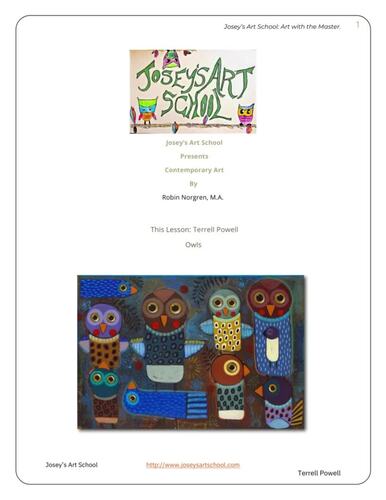 Terrell Powell Art Lesson Owls Writing Activity Biography Fun Facts Sub ...