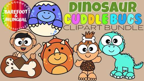 Cute Dinosaur Clipart Bundle - Cuddlebugs Collection | TPT