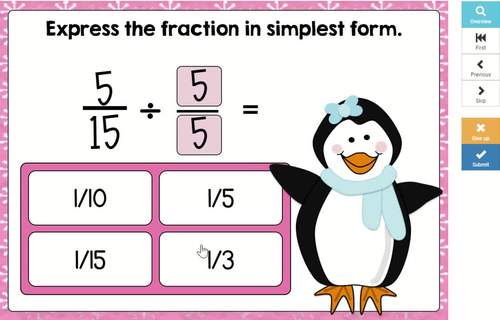 Fractions in Simplest Form Digital Boom Cards | 4th and 5th Grade