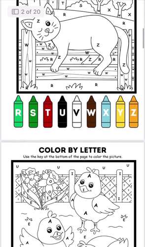 Color by Number & Color by Letter Pages | No-Prep Literacy & Math Practice