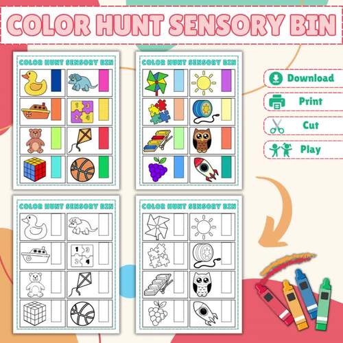 Color Hunt Sensory Bin Cards | Printable Learning Activities | Back to ...