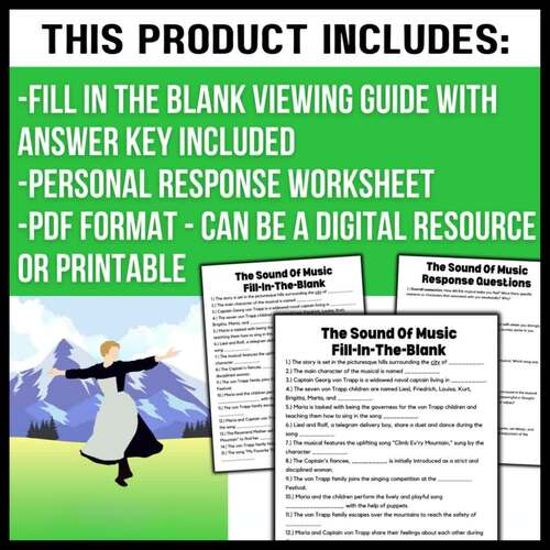 The Sound Of Music: Musical Fill In The Blank Viewing Guide & Response Worksheet