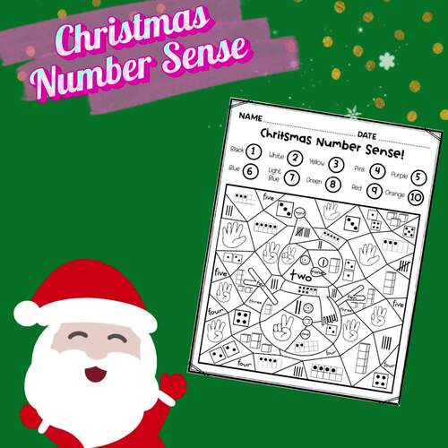 Christmas Fun Worksheets Number Sense Color by Code 0-10 Math Activities!