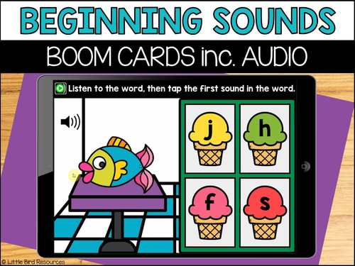Summer Beginning Sounds Matching Boom Cards Ice Cream Scoop Letter ...