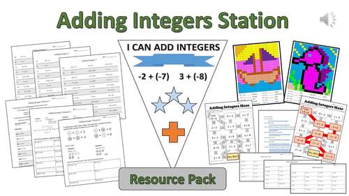 Adding Integers Learning Station - Resource Pack by Rethink Math Teacher