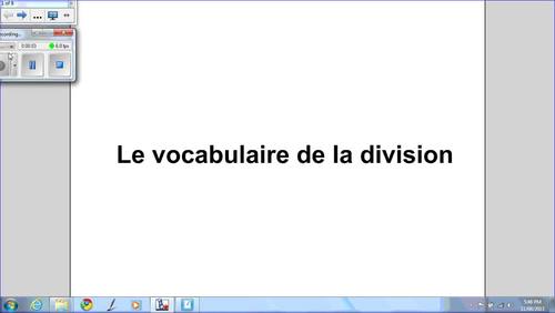 Le vocabulaire de la division, Distance Learning (M20) by Learn it ANY way