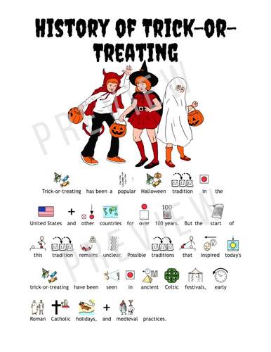 History Of Trick-or-Treating | Symbol Supported Reading | TPT