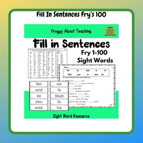 Fill in the Blank Sight Word Sentences & Flash Cards Fry's 100 | TPT