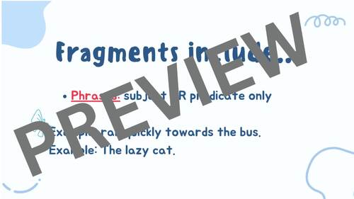 Sentence Fragments & Run-On Sentences Grammar Notes | PPT, Google ...