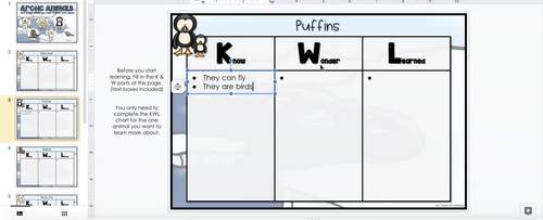 Arctic Animals Research | Digital | GOOGLE SLIDES PRELOADED | 6 Animals