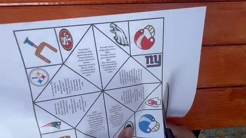 Super Bowl Football Cootie Catcher with Team's Poem Include by SheetHub