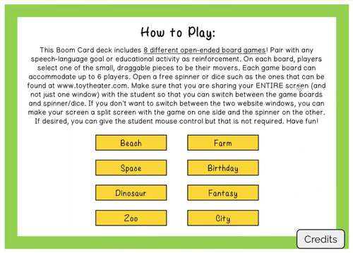 8 Board Games: Boom cards, speech therapy, fun, zoo, space, summer ...