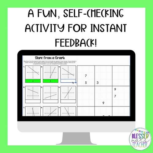 Finding Slope from a Graph Digital Activity and Worksheet - Sudoku