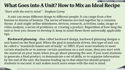 COMPLETE TEACHER Lesson 28 - What Goes into A Unit? How to Mix an Ideal ...