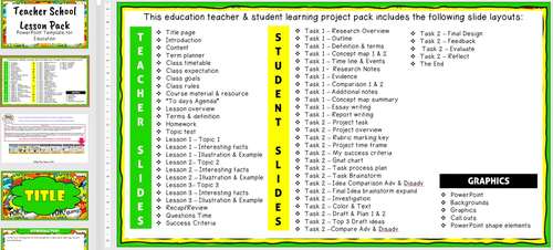 PROJECT LESSON TASK TEACHER & STUDENT POWERPOINT TEMPLATE EDU PACK 8 ...