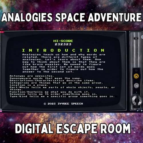 Analogies Space Adventure Digital Escape Room by Ivybee Speech | TPT