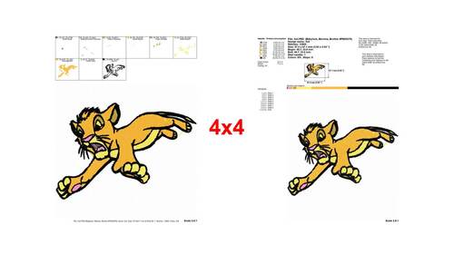 Young Simba Lion Cub Pouncing Roaring Cartoon Embroidery Designs ...