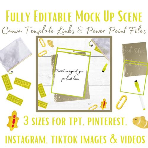 Dry Erase Sleeve and Marker in Yellow Mockup - Moveable & Customizable ...