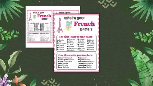 My French name generator Game, Classroom game, tag Kids & Adults