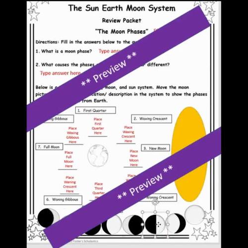 The Sun-Earth-Moon System Review Packet: Lunar Phases by Foster Scholastics