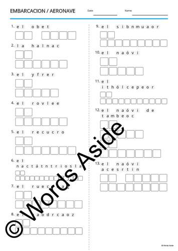 Spanish Word Games Copy Crossword Word Search Anagram |AIR| CRAFTS