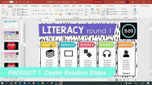 BUNDLE Center Rotation Chart Slides & Visual Countdown Timers - Digital